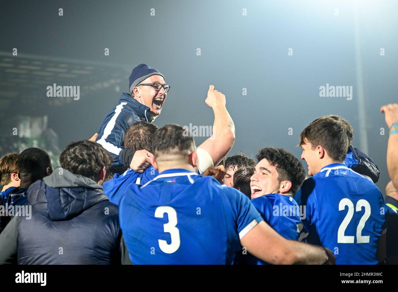 Treviso, Italy. 11th Feb, 2022. Happiness of Massimo Brunello (Head ...