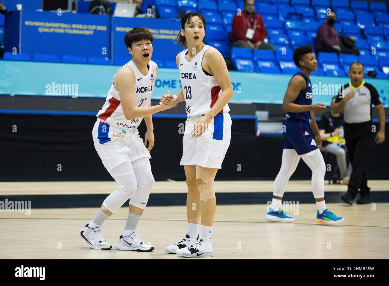 Belgrade, Serbia, 10th February 2022. Danbi Kim of Korea and An Jin of ...
