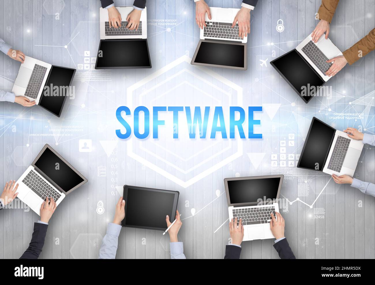 Group of Busy People Working in an Office, technology concept Stock ...