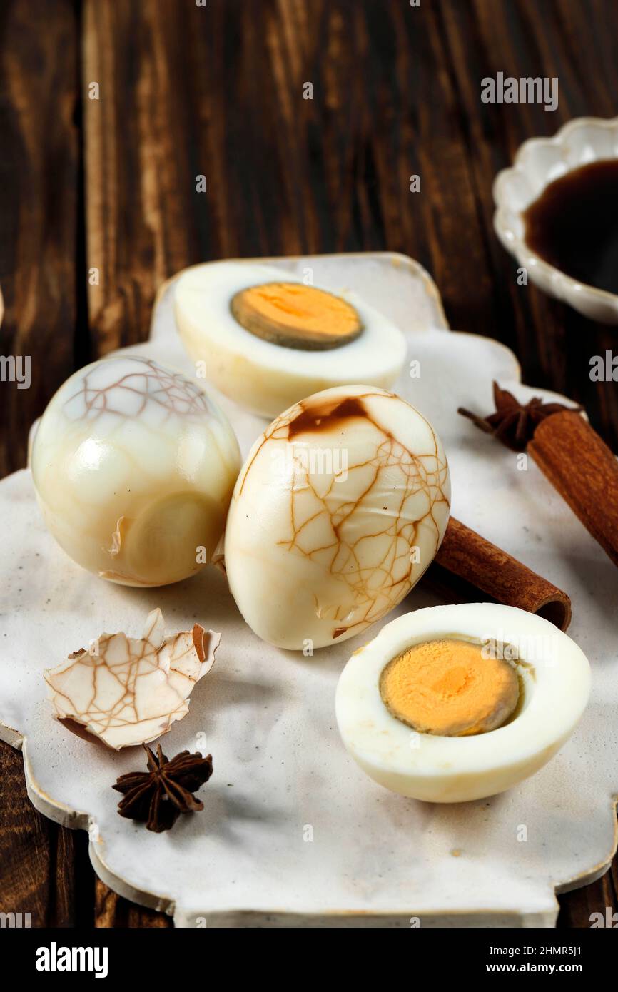 Chinese Tea Eggs, Cha Ye Dan, Black Tea Boiled Eggs in Spices, Selected ...