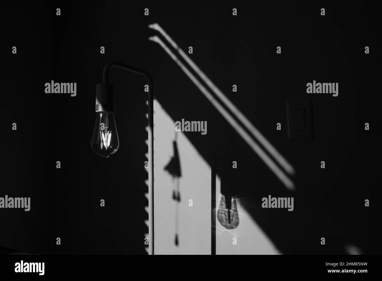 Grayscale of a lamp inside Stock Photo - Alamy