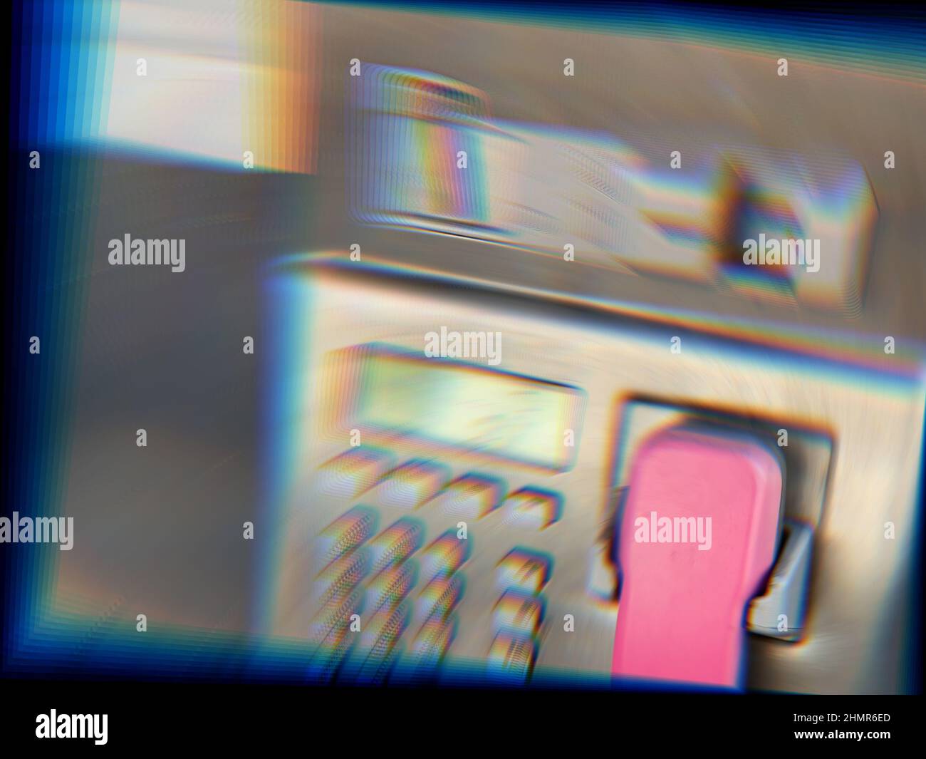 Close-up of phone booth with old operated phone in metaverse conceptual ...