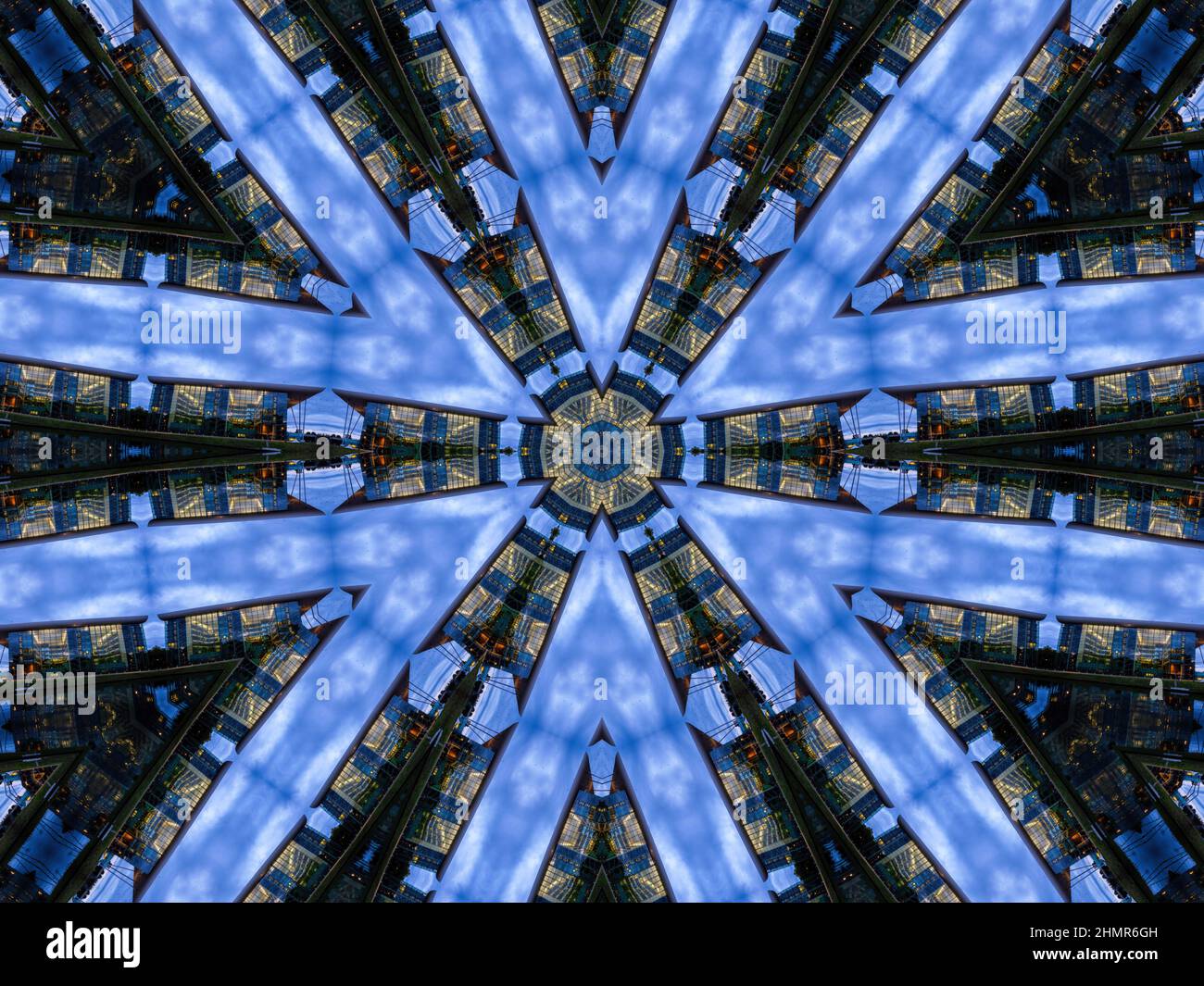 Abstract office building with multiple corridors in metaverse ...