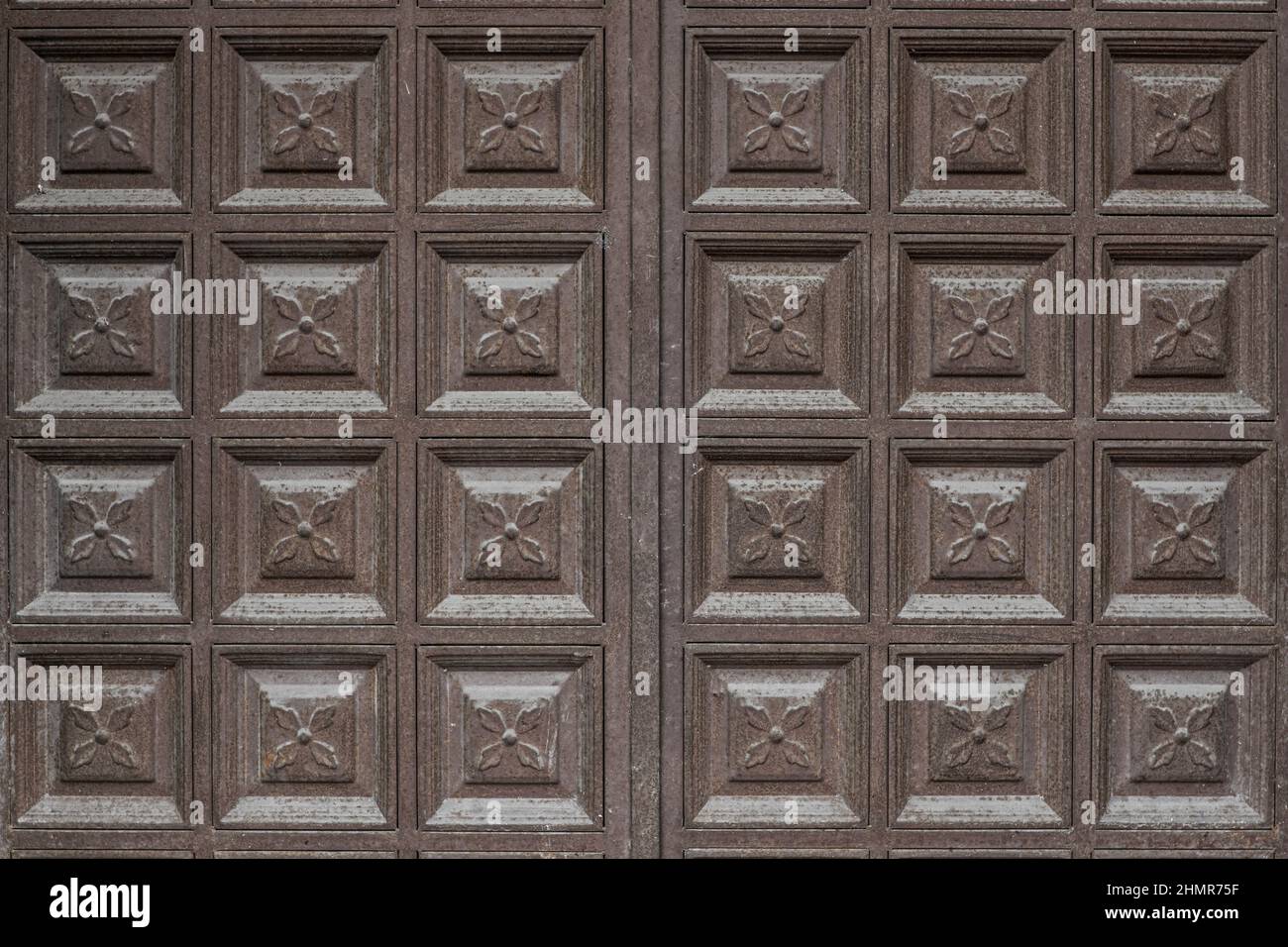 Metallic filigree vector texture. Brown painted metal door Stock Photo ...