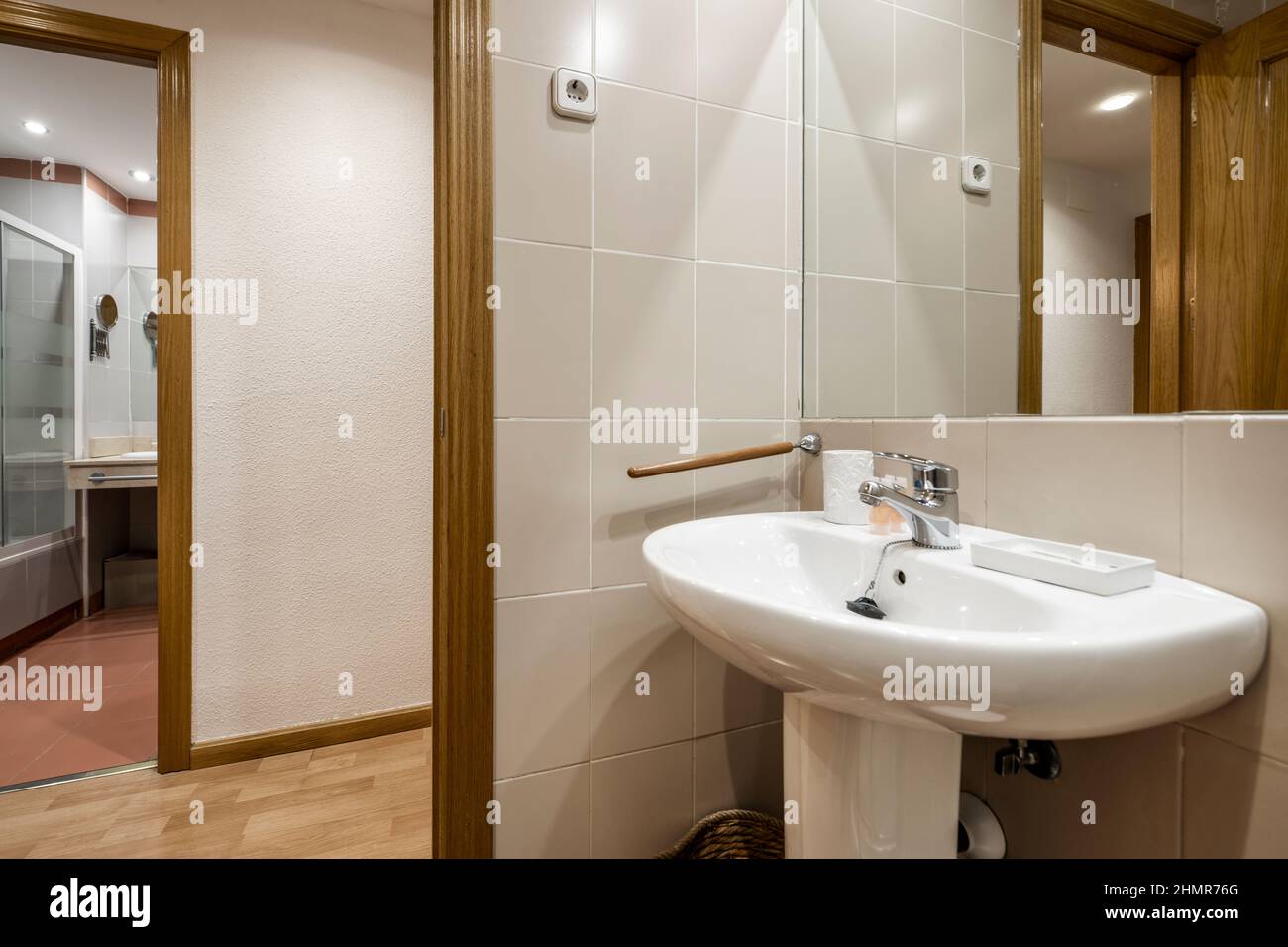 Bathroom toilet cream tiles hi-res stock photography and images - Alamy