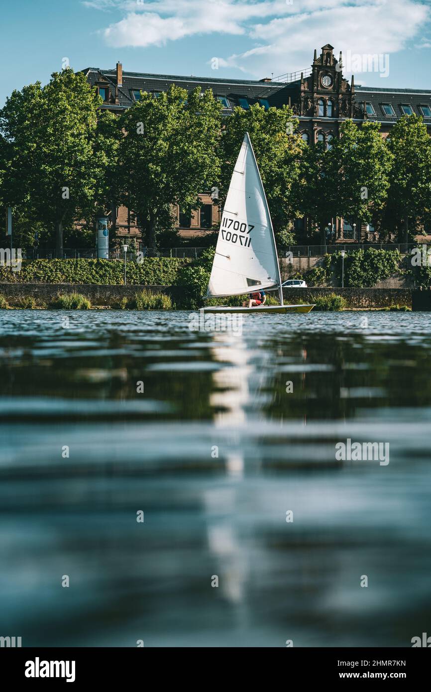 Beautiful seascape with a boat and mountain on the bakckground Stock ...