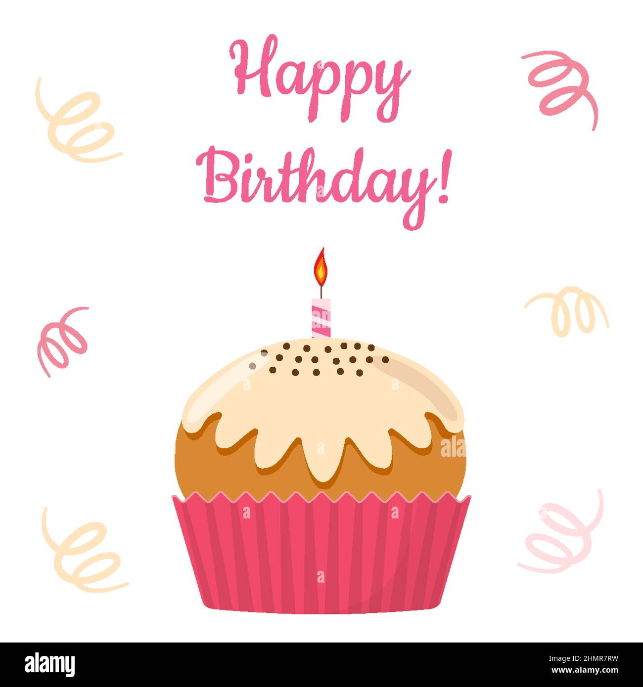 Cupcake with pastel cream, chocolate balls and decorated with striped ...