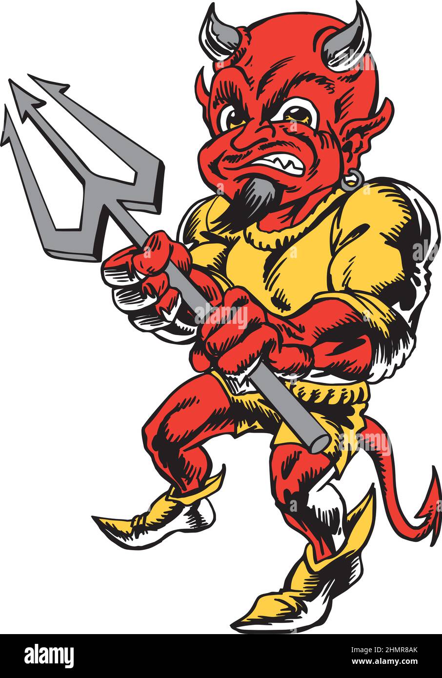 Devil Mascot Standing with Pitch Fork Vector Illustration Stock Vector ...