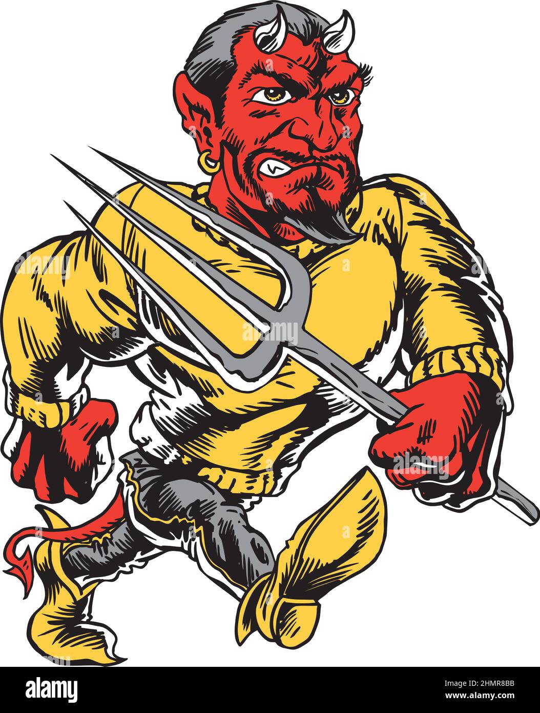 Devil Mascot Walking Tough Vector Illustration Stock Vector Image & Art ...