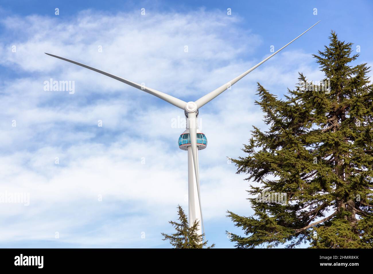 Wind Turbine on top of Grouse Mountain during sunny winter season Stock ...