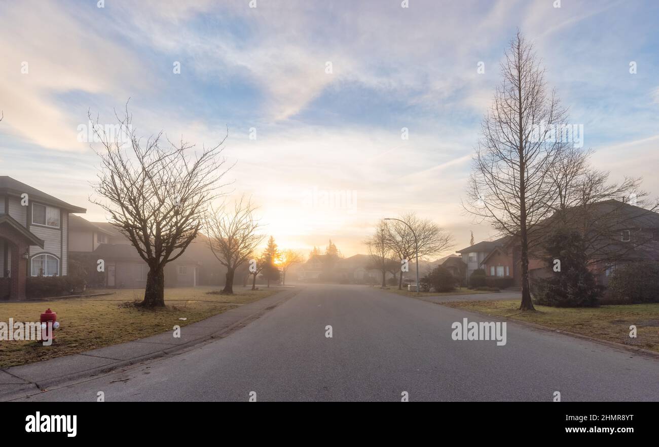 Beautiful Street view in the Residential Neighborhood Stock Photo - Alamy
