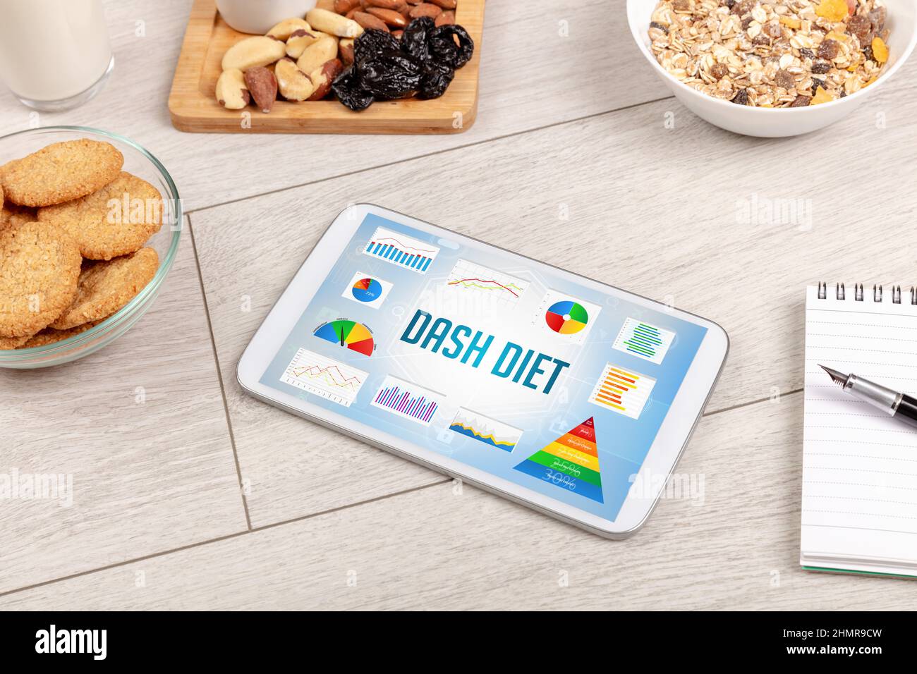 Organic food and tablet pc Stock Photo - Alamy