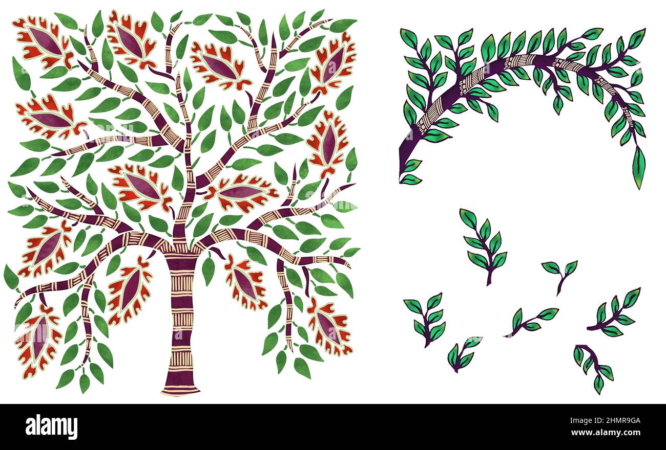 Contemporary painting tree Cut Out Stock Images & Pictures - Alamy