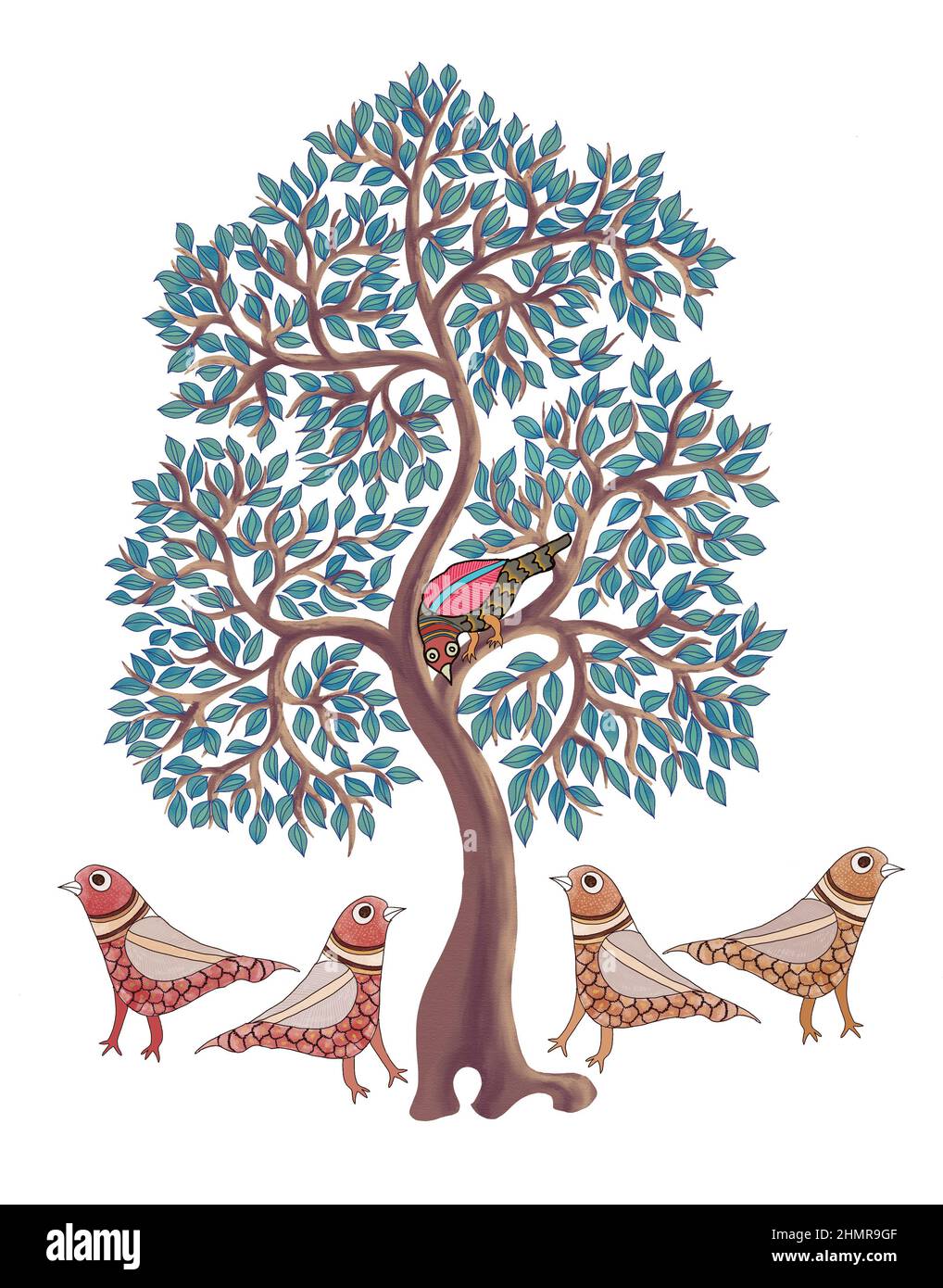 Indian art Abstract tree illustration Stock Photo - Alamy