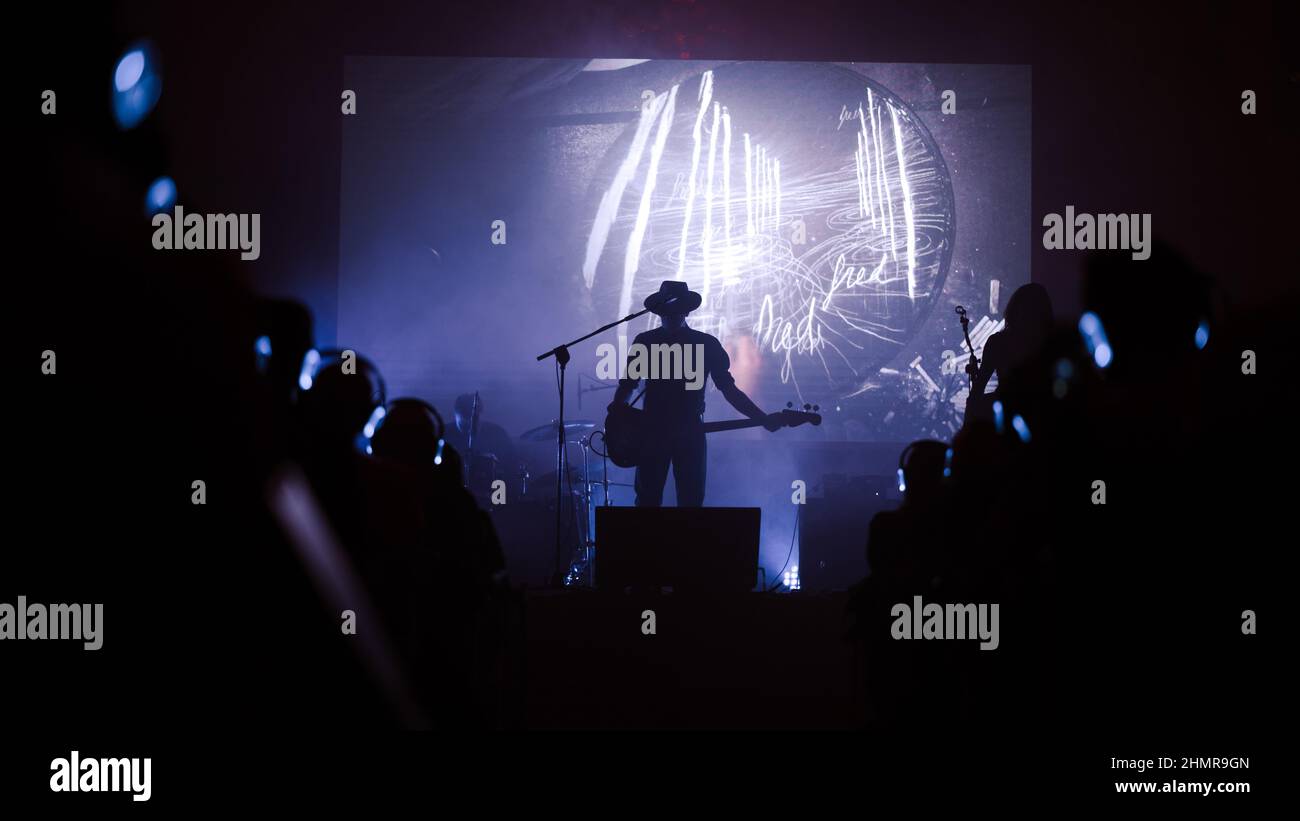 Silhouette of an artist performing in a concert Stock Photo - Alamy