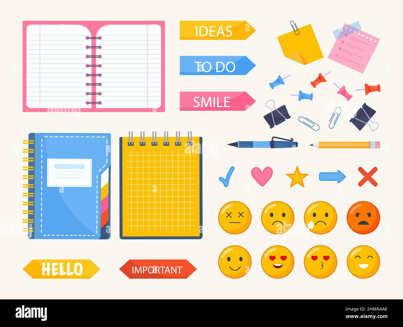 Cute note set Stock Vector Image & Art - Alamy
