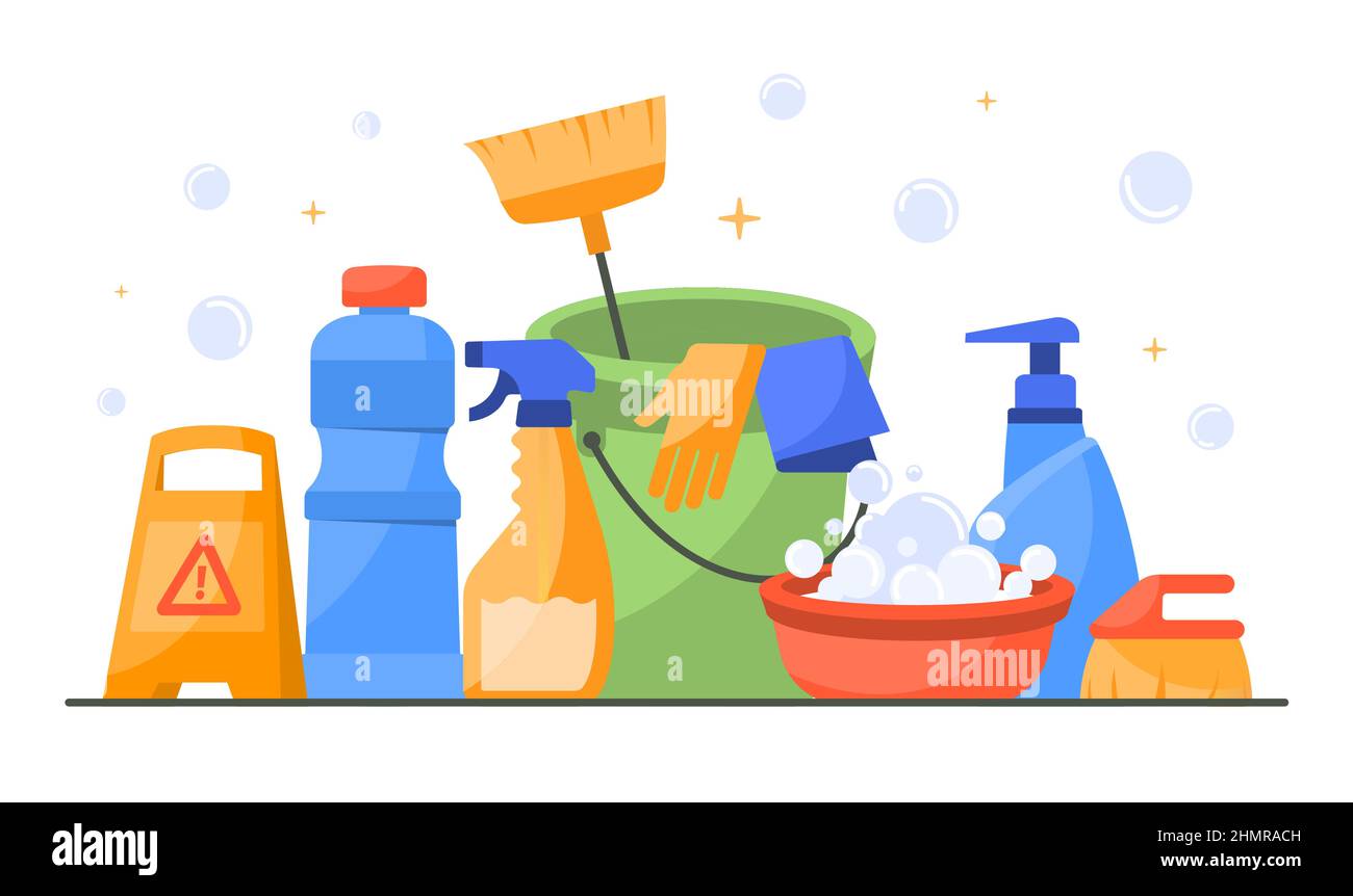 House cleaning supplies cartoon High Resolution Stock Photography and ...