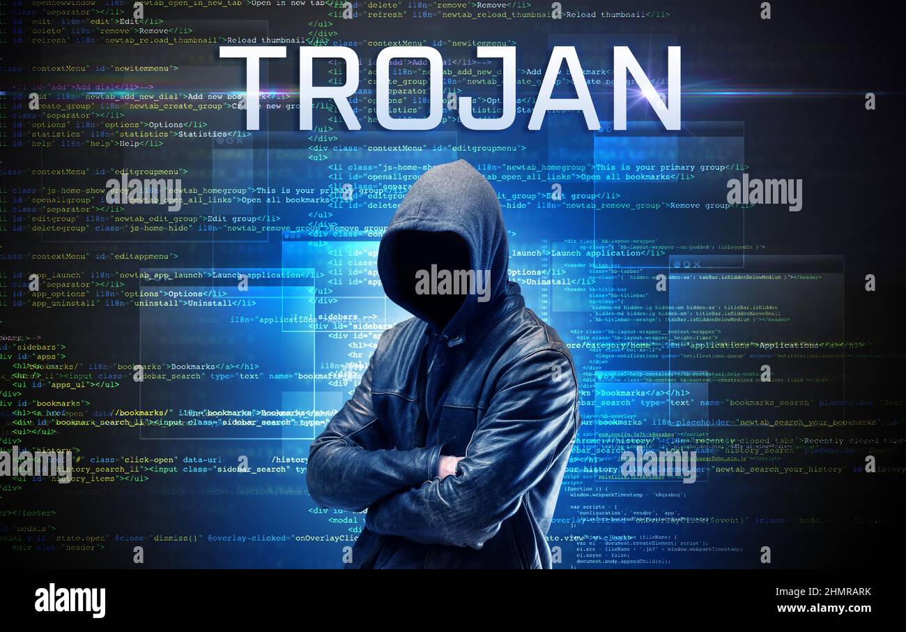 Faceless hacker on code background Stock Photo - Alamy