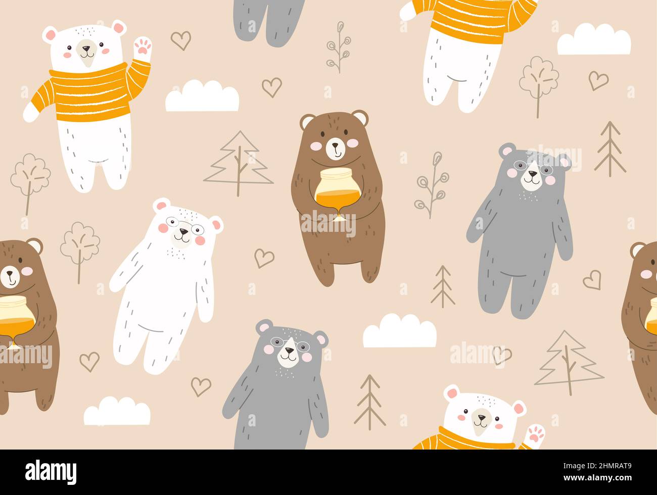 Seamless pattern with bears Stock Vector Image & Art - Alamy