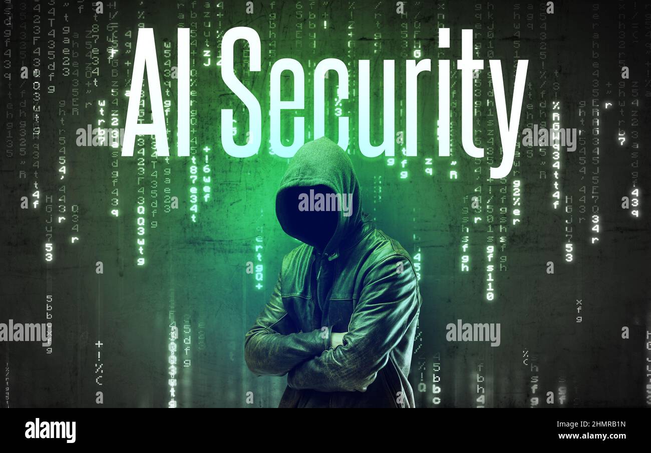 Faceless hacker with inscription Stock Photo - Alamy