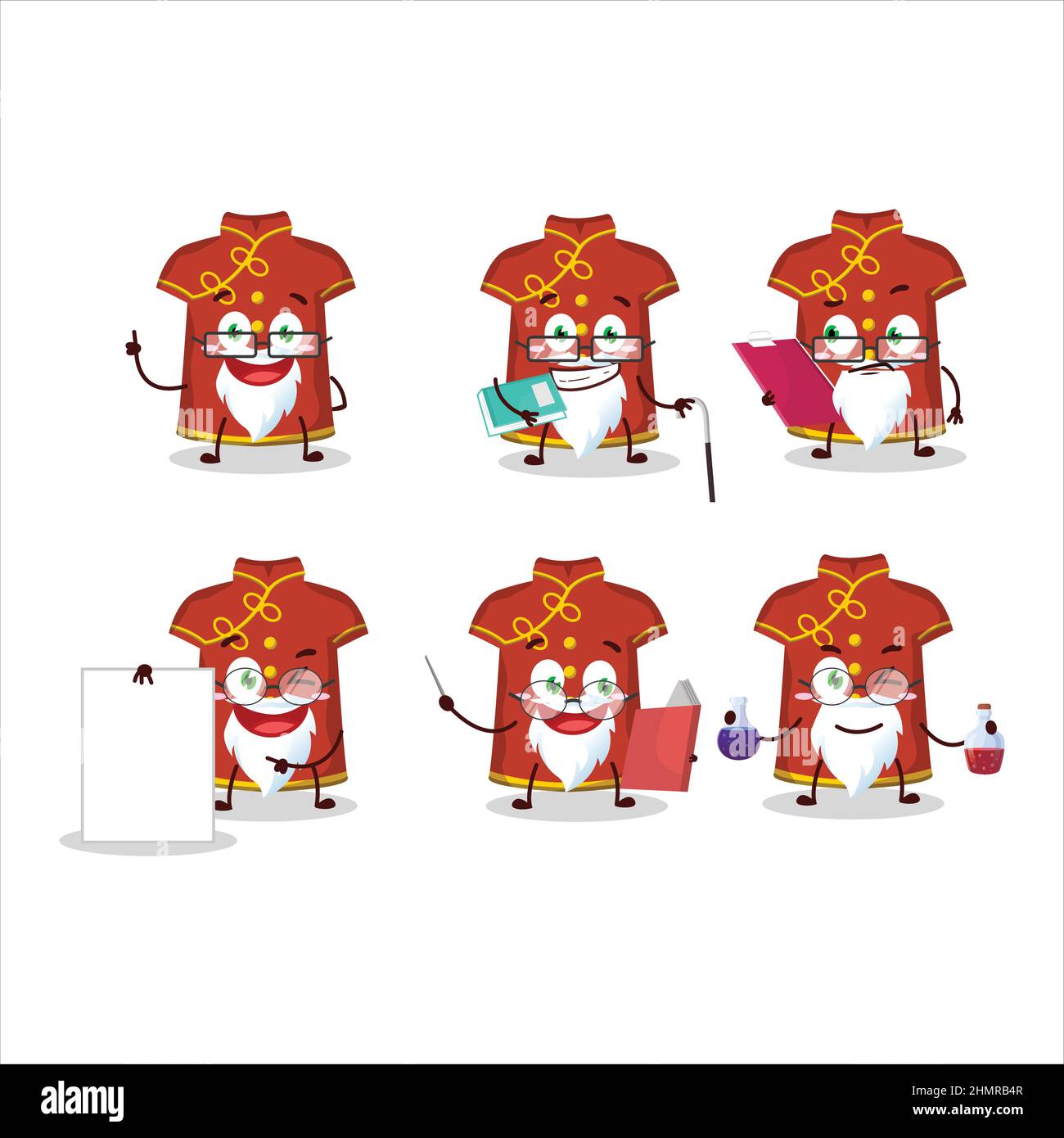 Professor red clothing kids chinese woman academic cartoon character ...