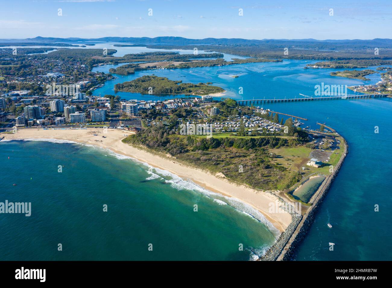 The New South Wales north coast town of Forster an Wallas lakes Stock ...
