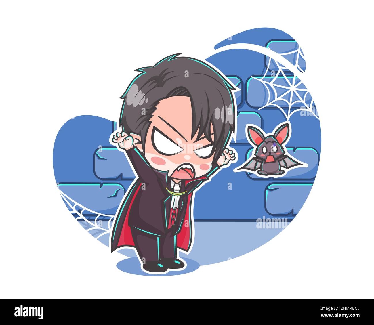 Cute vampire scaring with a bat cartoon illustration Stock Vector Image ...