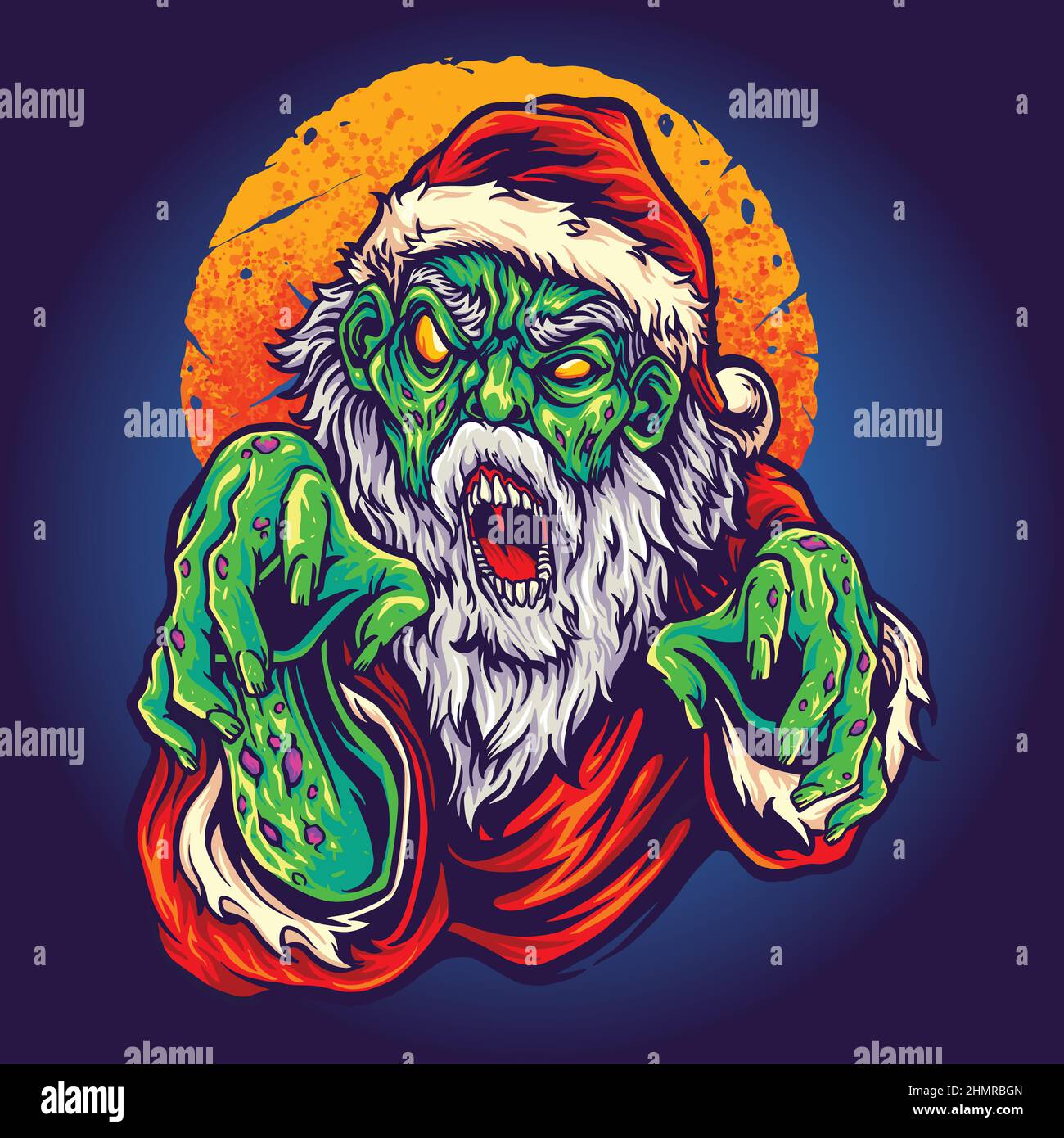 Santa Claus Attack Scream Zombie Vector illustrations for your work ...