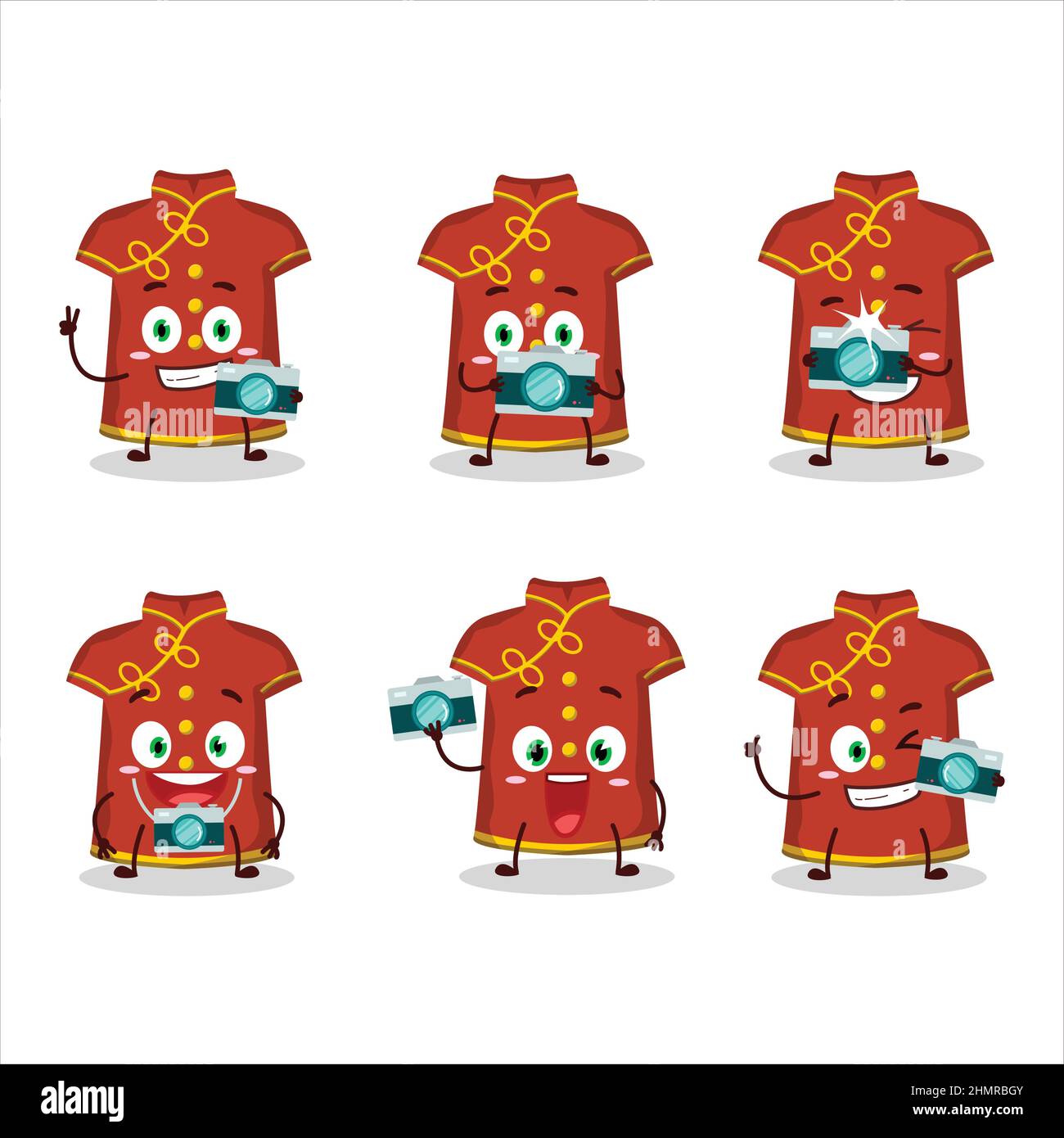 Photographer profession emoticon with red clothing kids chinese woman ...