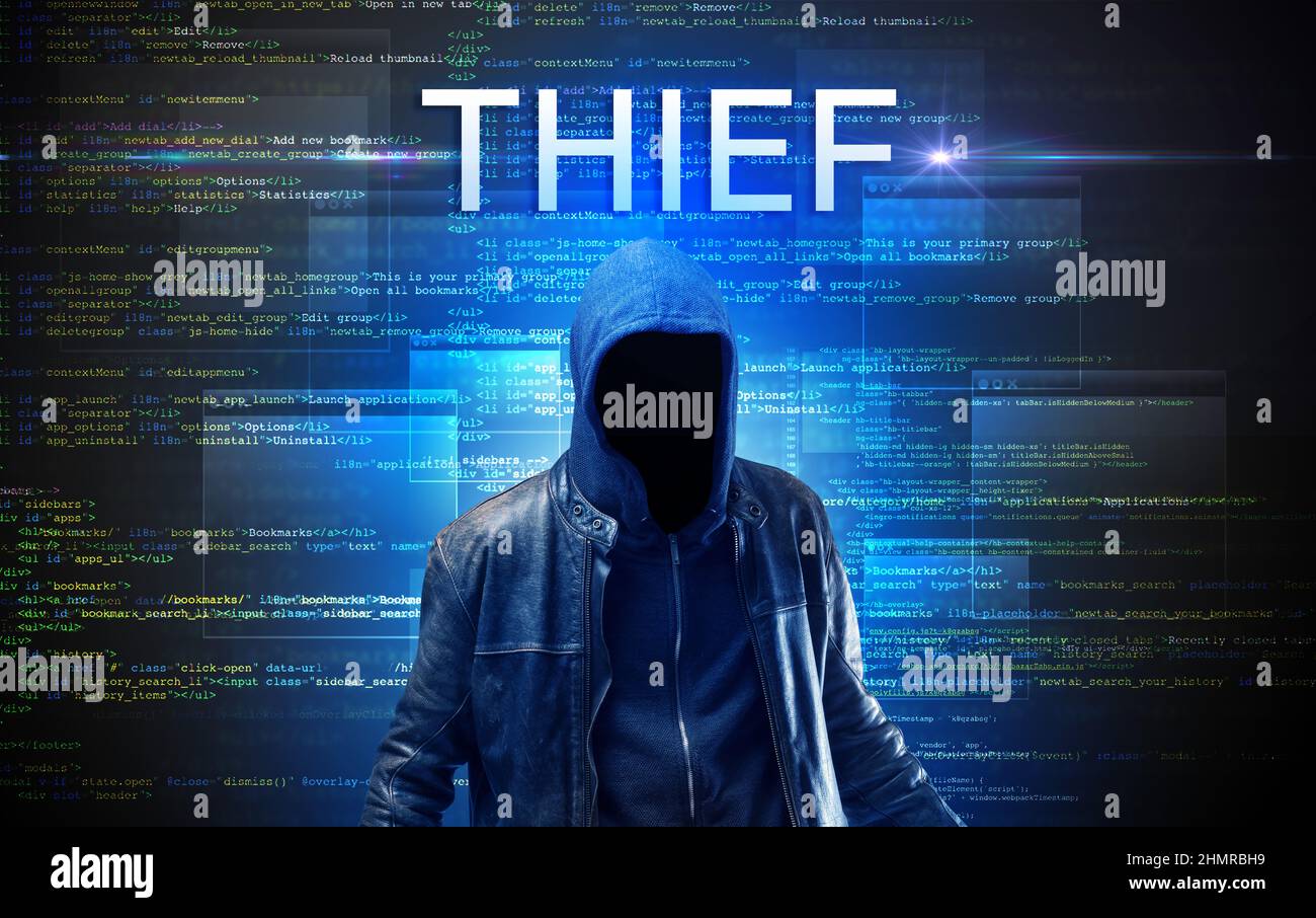Faceless hacker on code background Stock Photo - Alamy