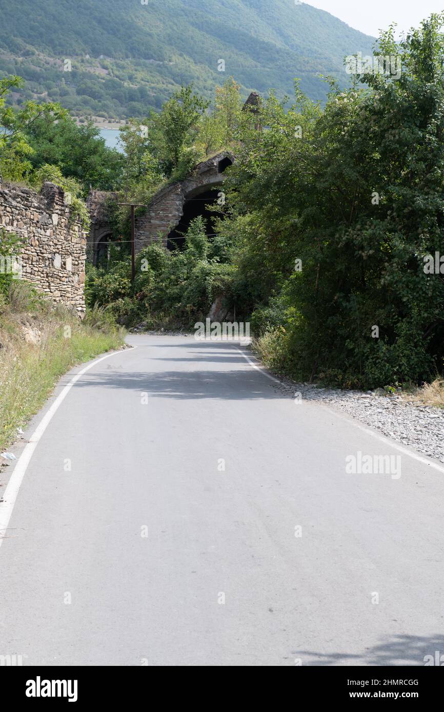 Narrow road between forest hi-res stock photography and images - Alamy