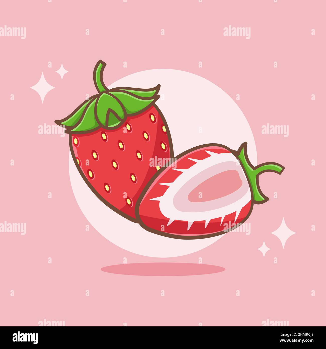 Fresh strawberry fruit cartoon illustration Stock Vector Image & Art ...