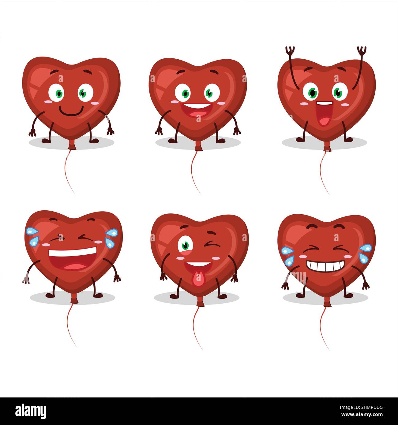 Cartoon character of red love balloon with smile expression. Vector ...