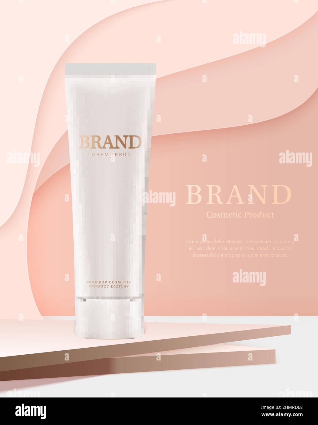 White tube of cosmetic product. Spa or skin care product ads on multi ...