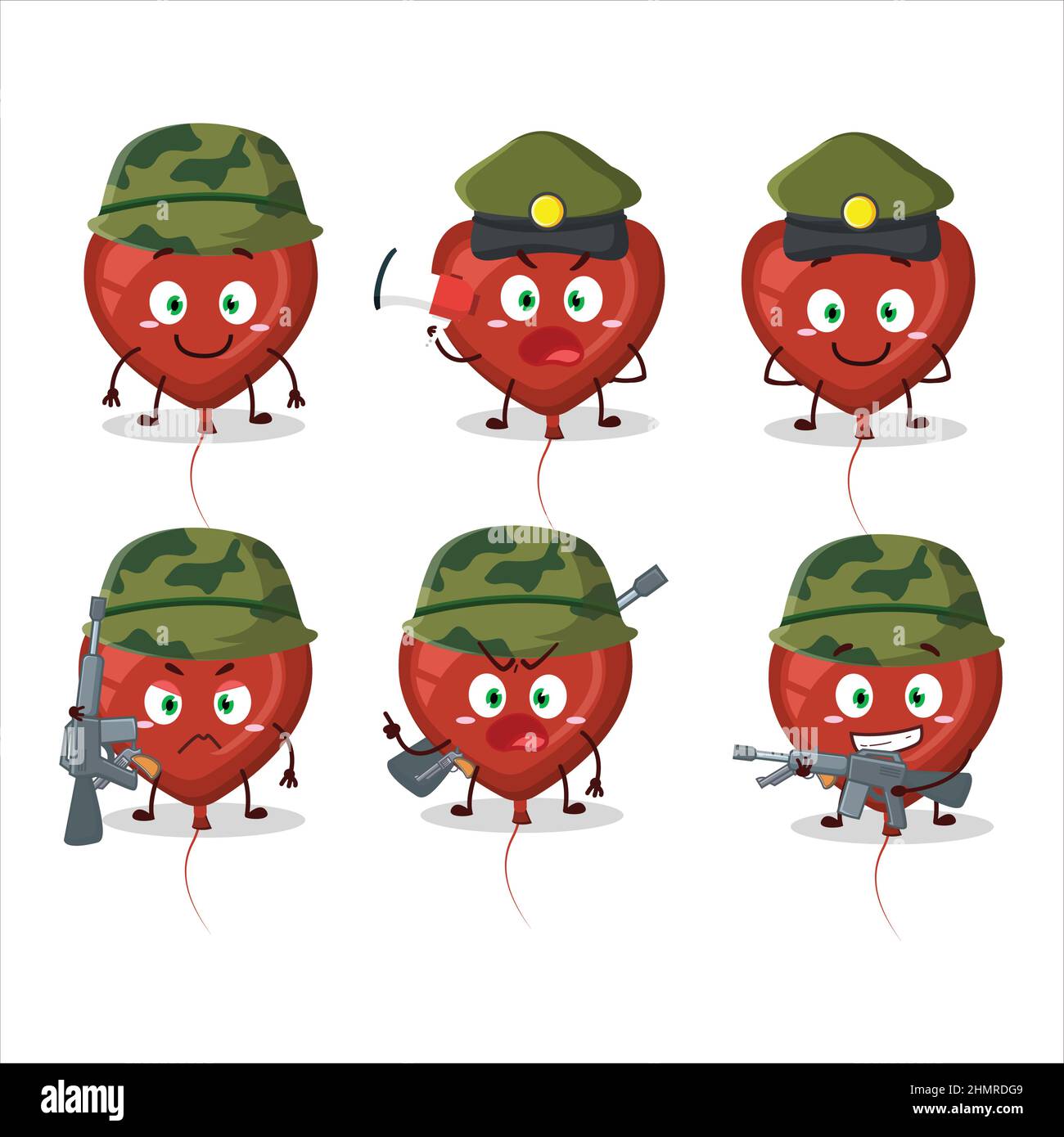 A charming soldier red love balloon cartoon picture bring a gun machine ...