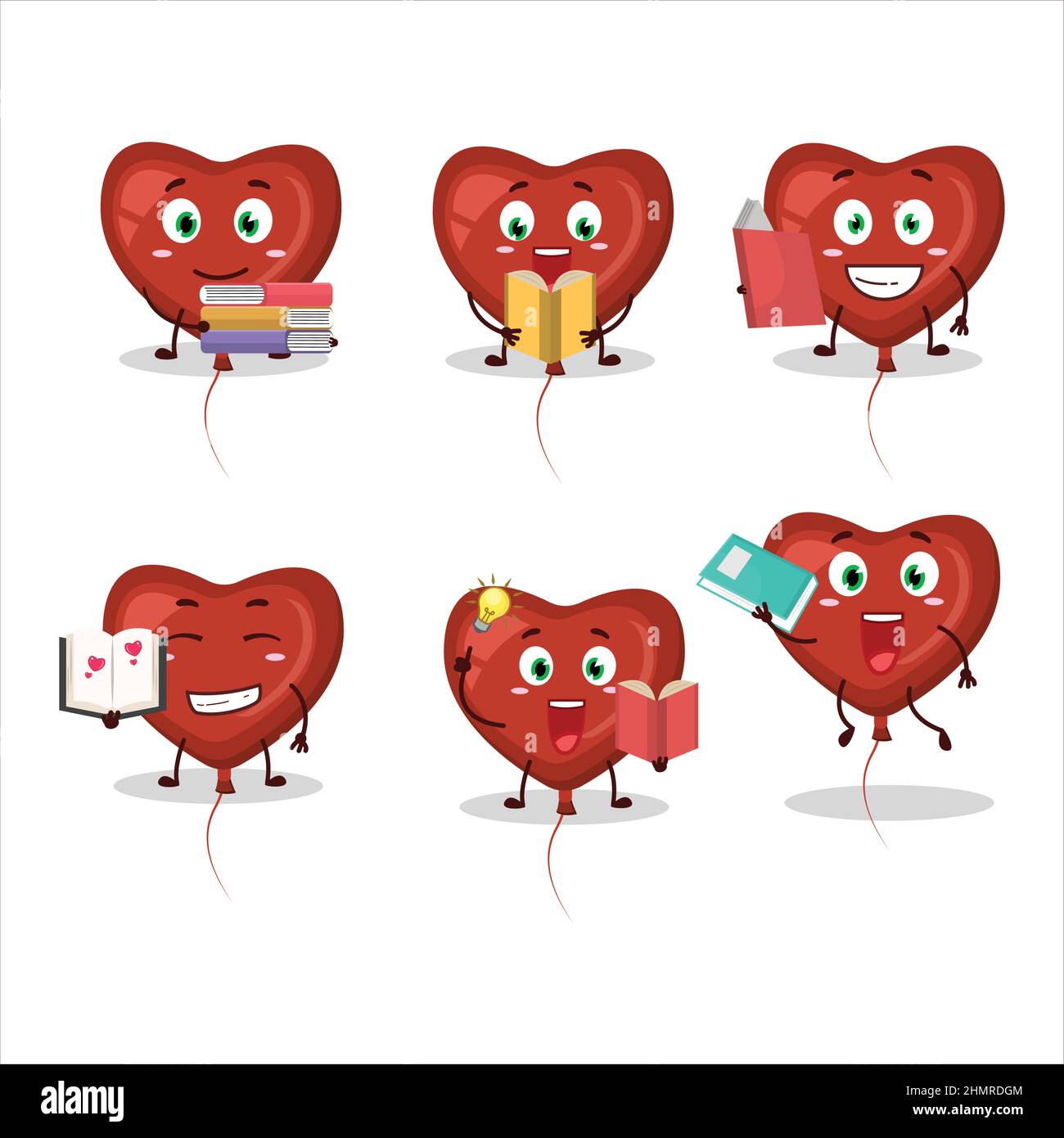 A picture of red love balloon cartoon character concept reading an ...