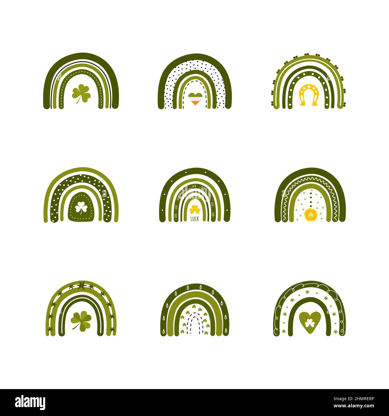 St. Patrick day rainbow in boho style. Bohemian clipart for irish ...