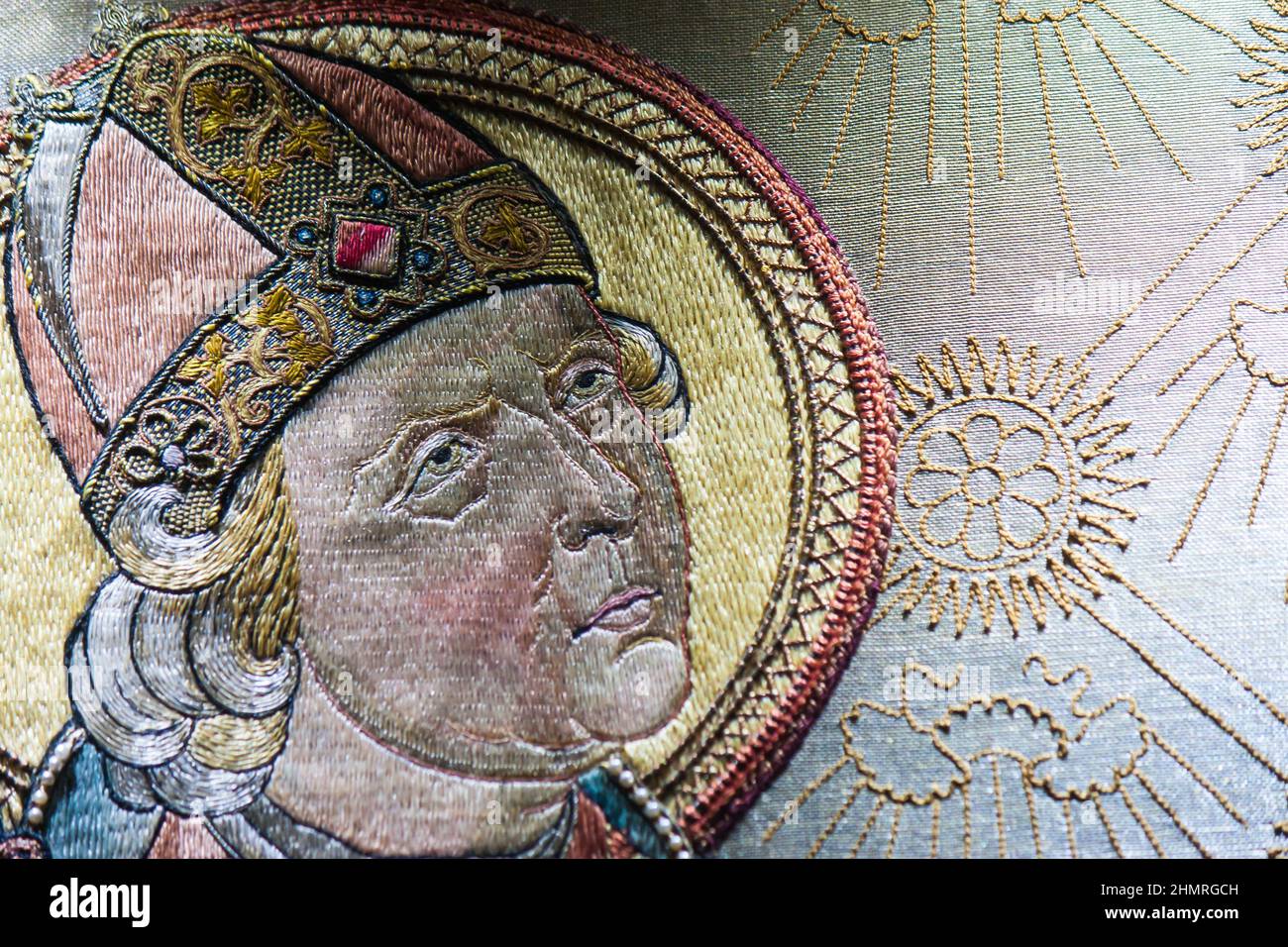 Closeup shot of the embroidered religious symbols Stock Photo - Alamy