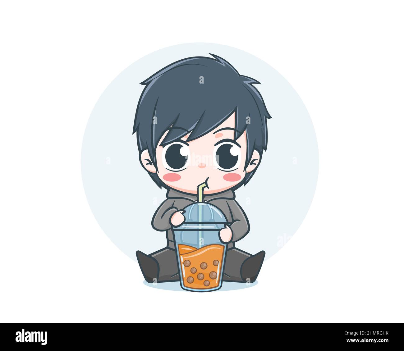 Cute boy drinking tea Stock Vector Images - Alamy