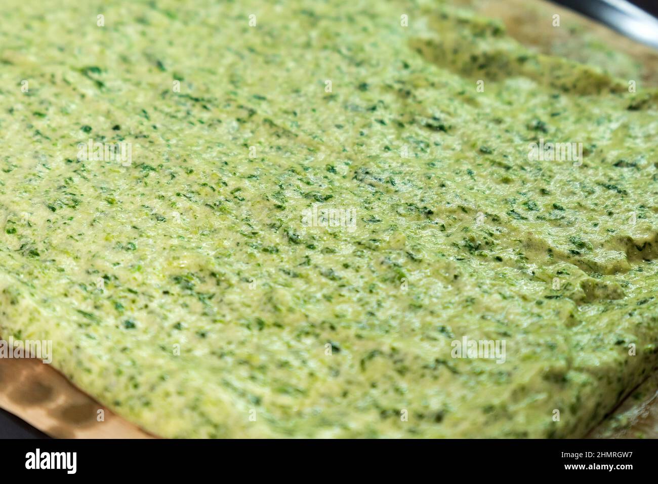 Rolls texture a baked biscuit cake with spinach and mint. Swiss roll ...