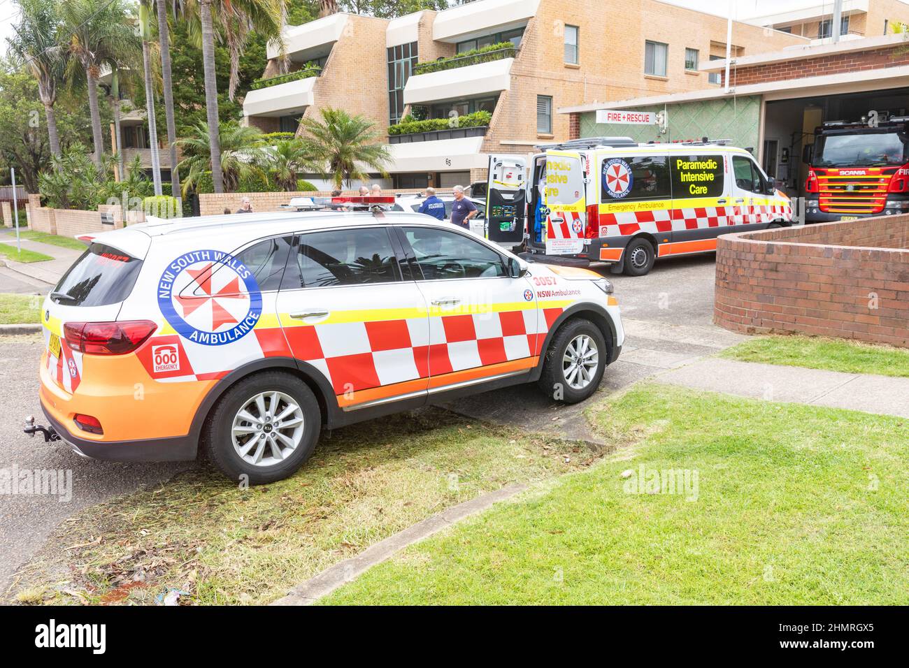 Australian ambulance and inspectors car attend an emergency at Avalon ...