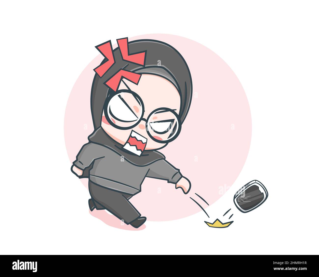 Cute muslim girl wearing sweater with angry expression cartoon ...