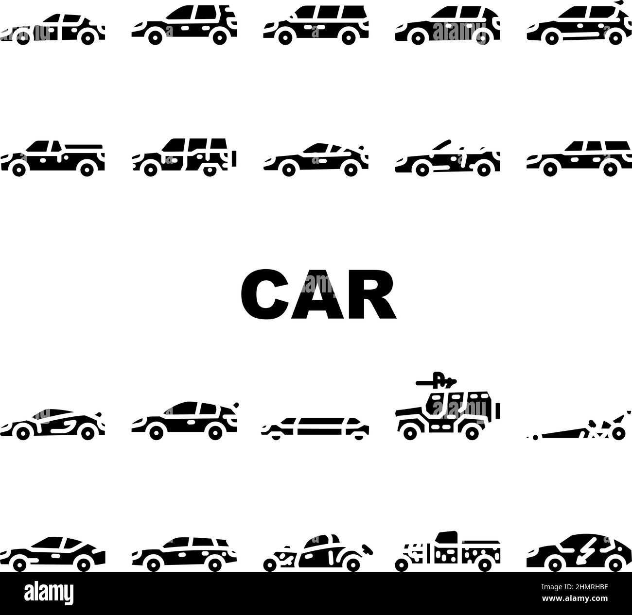 Car Transport Different Body Type Icons Set Vector Stock Vector Image ...