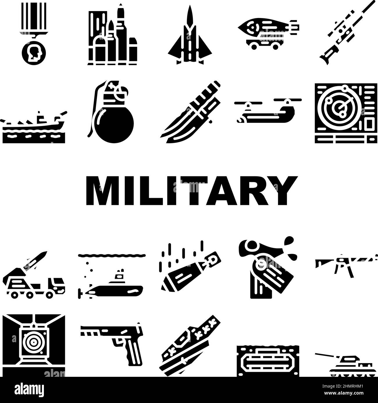 Military Weapon And Transport Icons Set Vector Stock Vector Image & Art ...