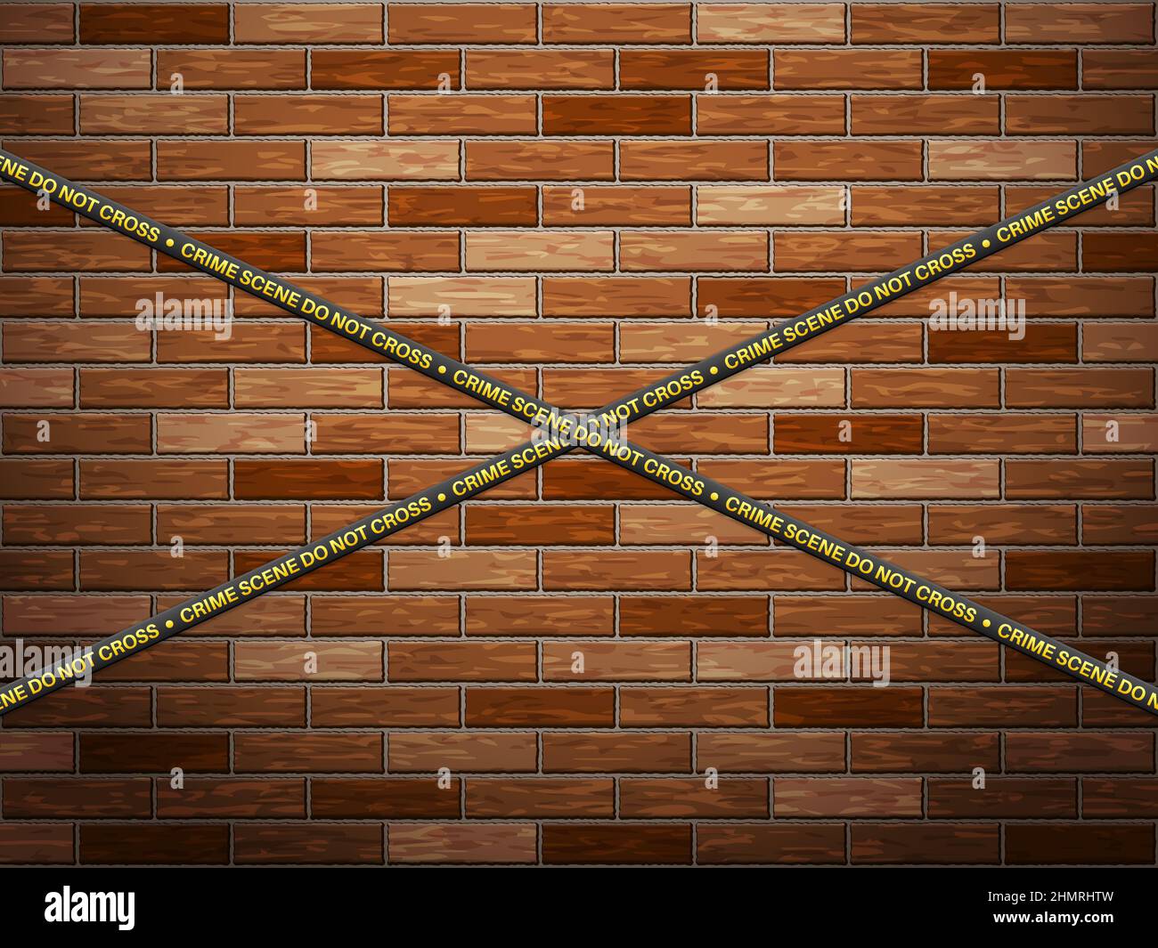 Crime scene tape on bricks background. Vector illustration Stock Photo ...