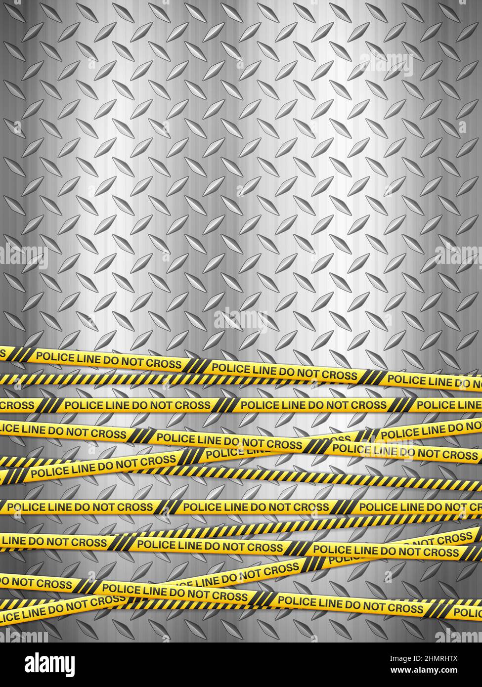 Police line tape on metal background. Vector illustration Stock Photo ...