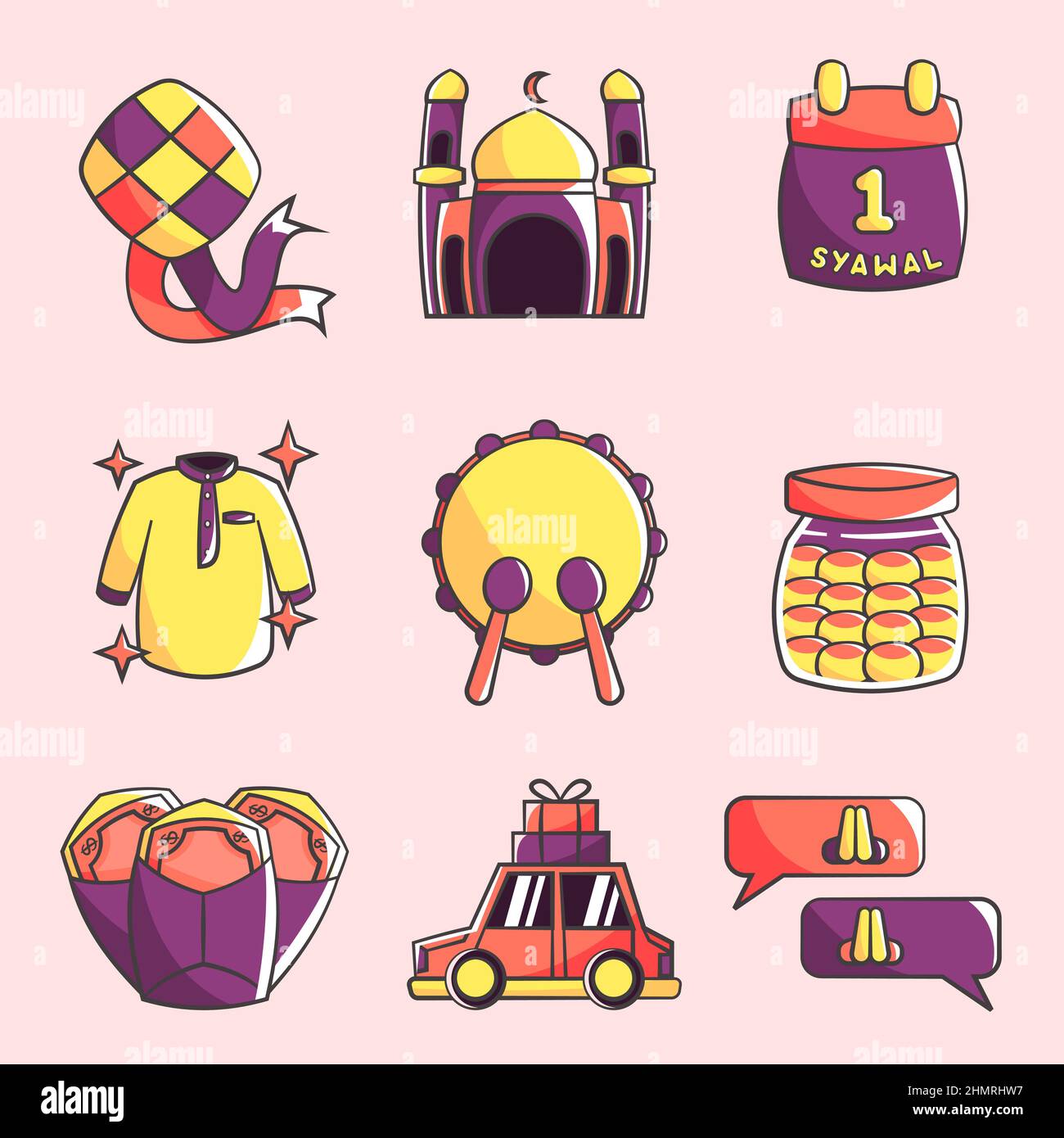 Set of cute sticker of ramadan cartoon illustration Stock Vector Image ...