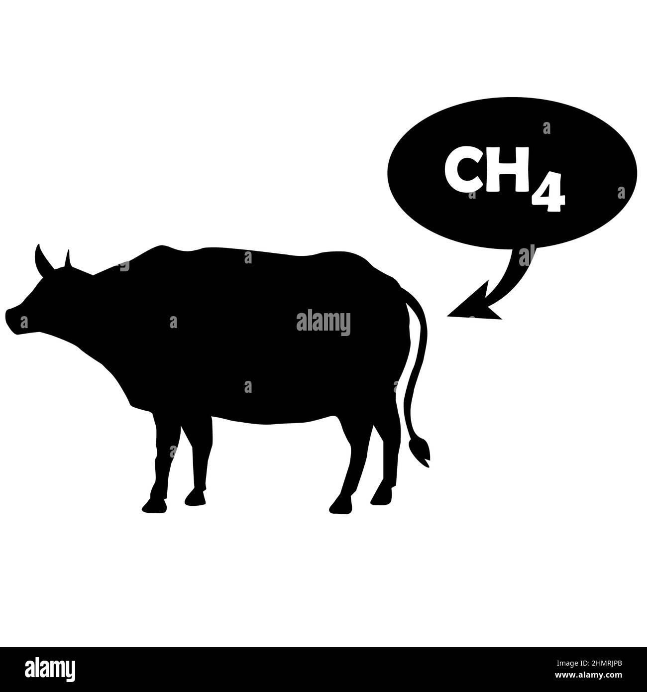 methane is released by the cow. CH4 emissions sign. methane emissions ...