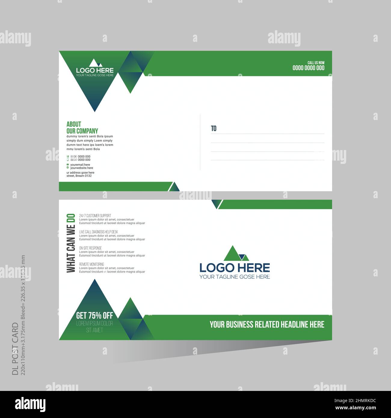 Green Colored Vector Postcard Design Stock Vector Image & Art - Alamy