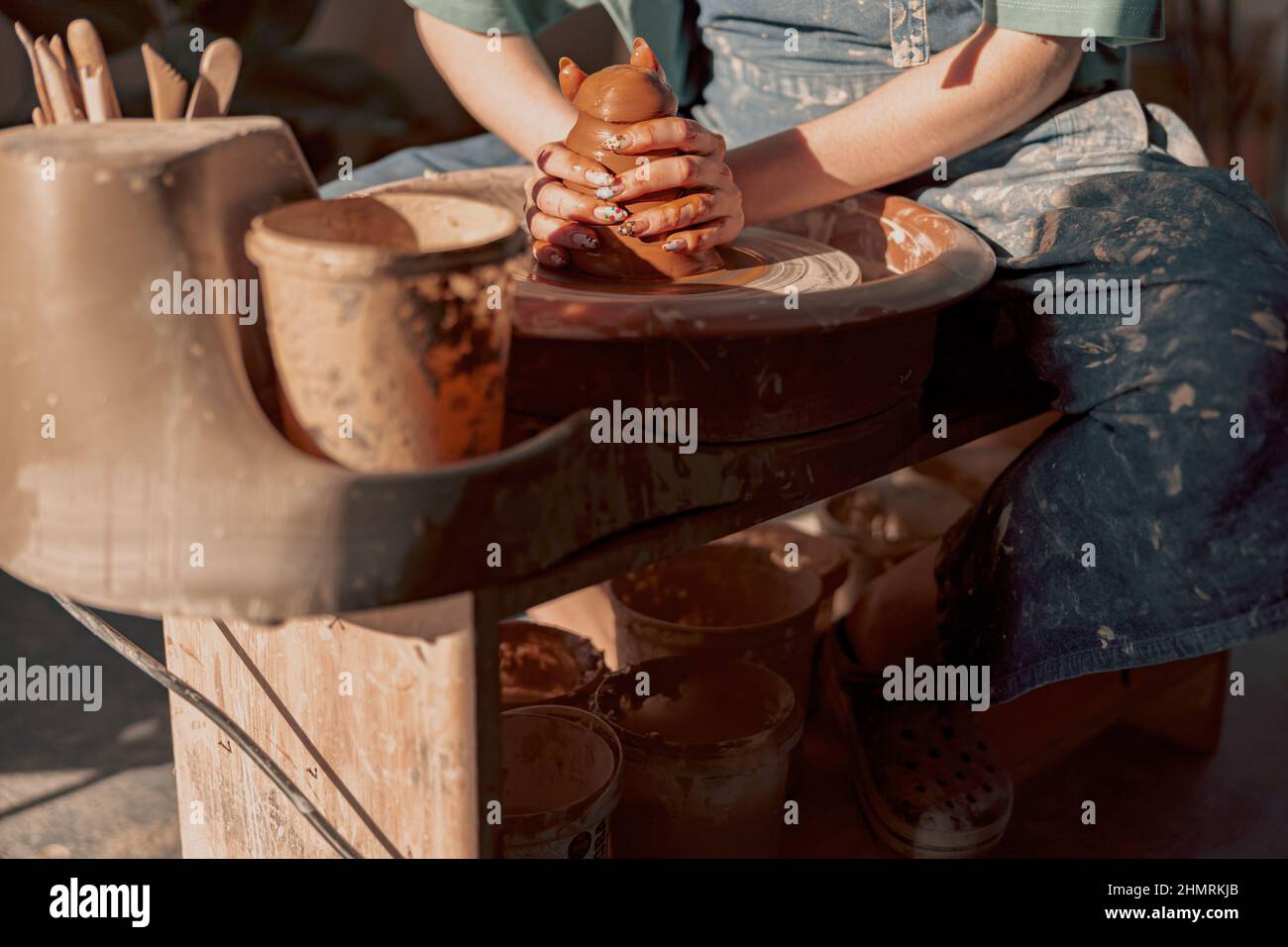 Pottery workshop woman on modeling hi-res stock photography and images ...